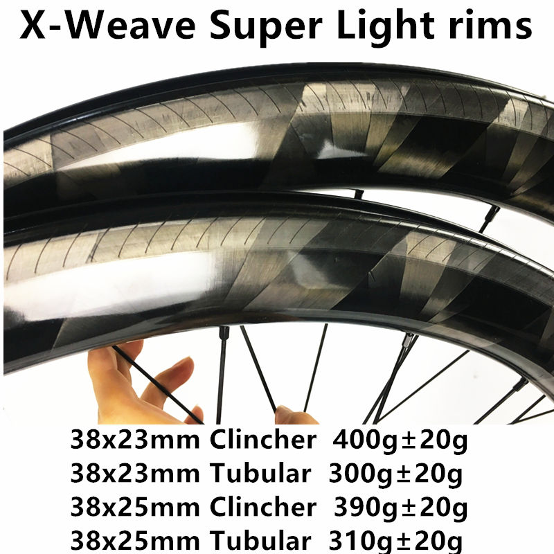 Free Shipping 300g Super light 38mm Depth Carbon Road Bike rims 700C ...